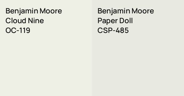 Benjamin Moore Cloud Nine vs. Benjamin Moore Paper Doll comparison