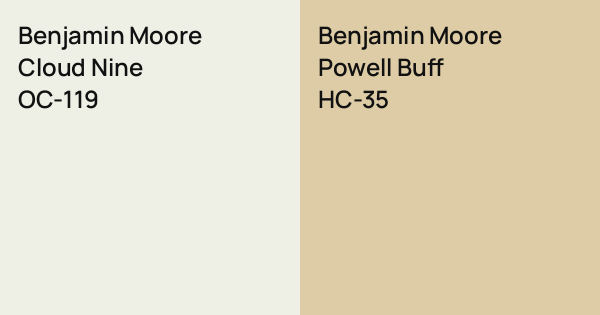 Benjamin Moore Cloud Nine vs. Benjamin Moore Powell Buff comparison