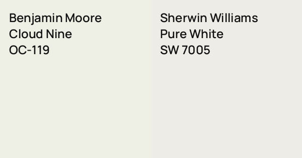 Benjamin Moore Cloud Nine vs. Sherwin Williams Pure White comparison