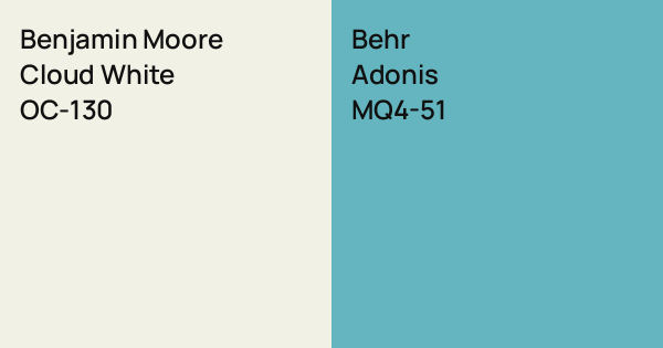 Benjamin Moore Cloud White vs. Behr Adonis comparison