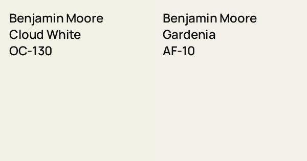Benjamin Moore Cloud White vs. Benjamin Moore Gardenia comparison