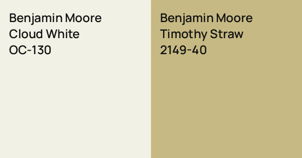 Benjamin Moore Cloud White vs. Benjamin Moore Timothy Straw comparison