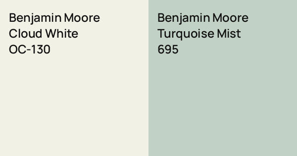 Benjamin Moore Cloud White vs. Benjamin Moore Turquoise Mist comparison