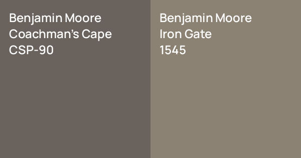 Benjamin Moore Coachman's Cape vs. Benjamin Moore Iron Gate comparison