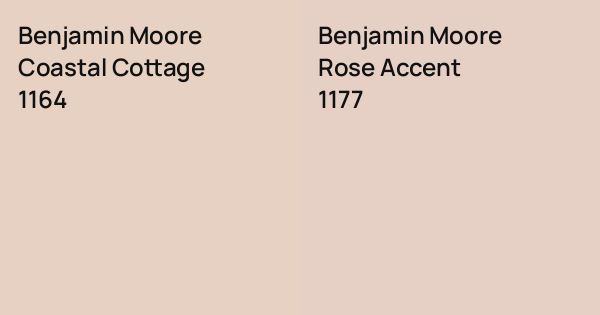 Benjamin Moore Coastal Cottage vs. Benjamin Moore Rose Accent comparison