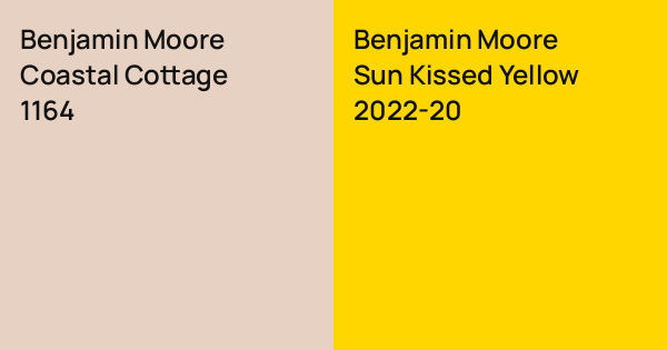 Benjamin Moore Coastal Cottage vs. Benjamin Moore Sun Kissed Yellow ...