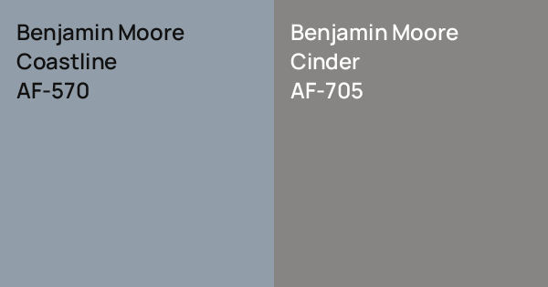 Benjamin Moore Coastline vs. Benjamin Moore Cinder comparison