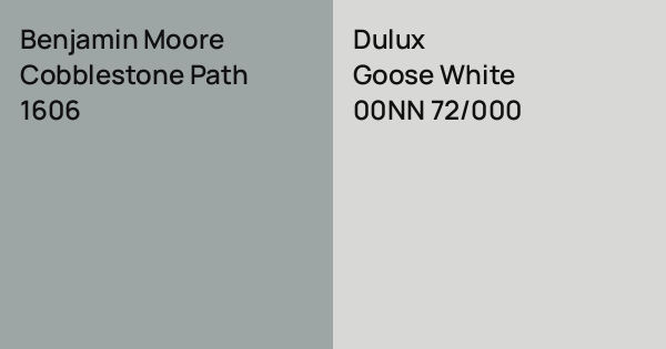 Benjamin Moore Cobblestone Path vs. Dulux Goose White comparison