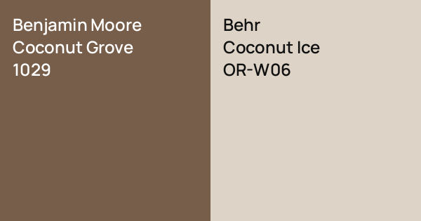 Benjamin Moore Coconut Grove vs. Behr Coconut Ice comparison