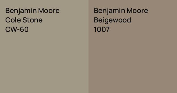 Benjamin Moore Cole Stone vs. Benjamin Moore Beigewood comparison
