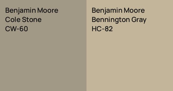 Benjamin Moore Cole Stone vs. Benjamin Moore Bennington Gray comparison