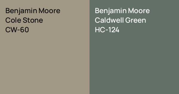 Benjamin Moore Cole Stone vs. Benjamin Moore Caldwell Green comparison