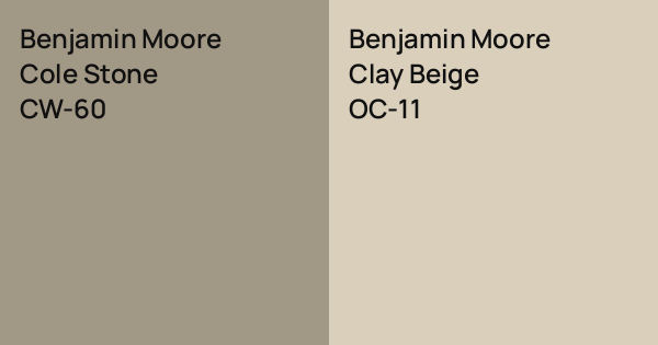 Benjamin Moore Cole Stone vs. Benjamin Moore Clay Beige comparison