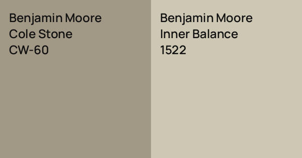 Benjamin Moore Cole Stone vs. Benjamin Moore Inner Balance comparison