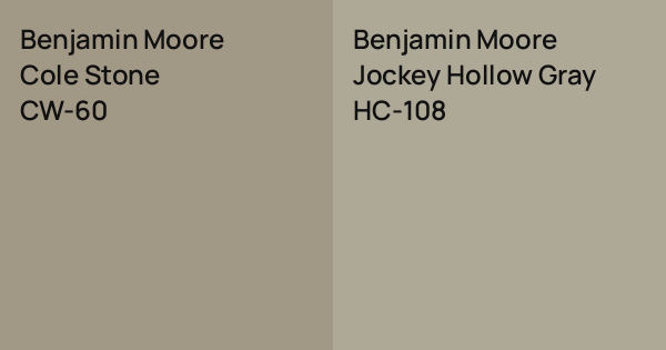 Benjamin Moore Cole Stone vs. Benjamin Moore Jockey Hollow Gray comparison