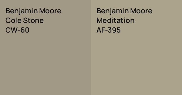Benjamin Moore Cole Stone vs. Benjamin Moore Meditation comparison