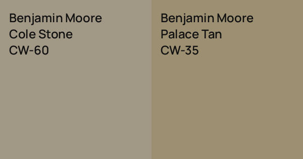 Benjamin Moore Cole Stone vs. Benjamin Moore Palace Tan comparison