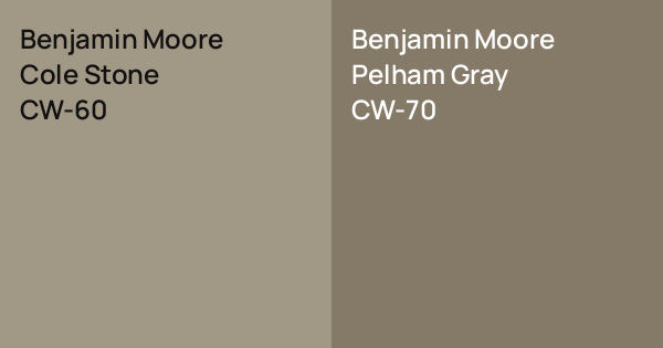 Benjamin Moore Cole Stone vs. Benjamin Moore Pelham Gray comparison