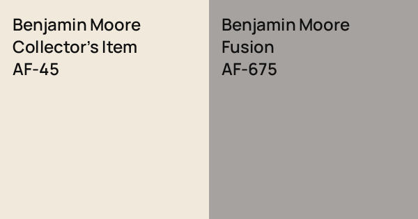 Benjamin Moore Collector's Item vs. Benjamin Moore Fusion comparison