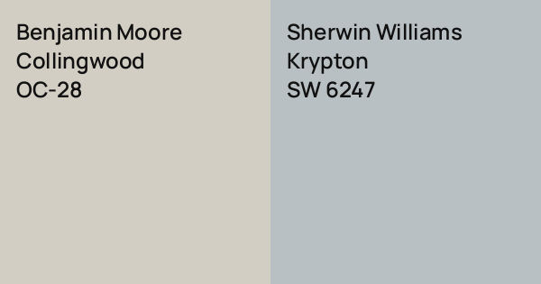 Benjamin Moore Collingwood vs. Sherwin Williams Krypton comparison