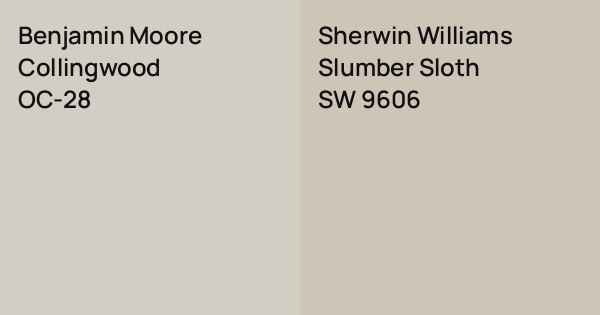 Benjamin Moore Collingwood vs. Sherwin Williams Slumber Sloth comparison
