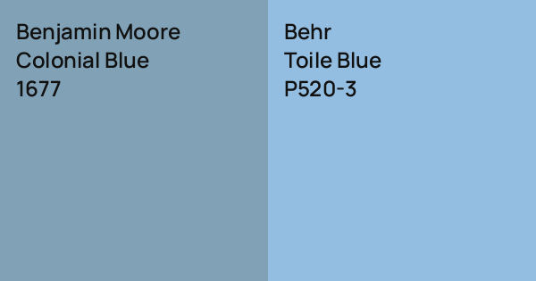 Benjamin Moore Colonial Blue vs. Behr Toile Blue comparison