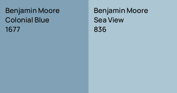 Benjamin Moore Colonial Blue vs. Benjamin Moore Sea View comparison