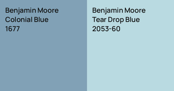 Benjamin Moore Colonial Blue vs. Benjamin Moore Tear Drop Blue comparison
