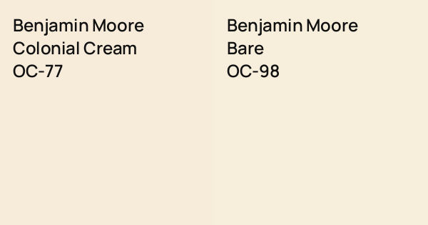 Benjamin Moore Colonial Cream vs. Benjamin Moore Bare comparison