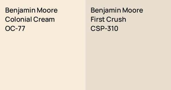 Benjamin Moore Colonial Cream vs. Benjamin Moore First Crush comparison