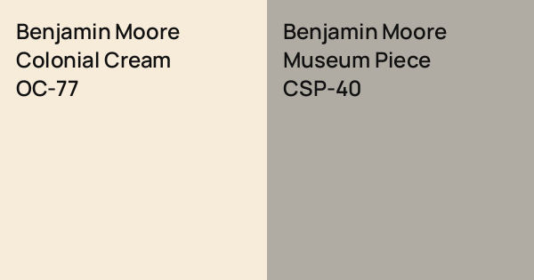Benjamin Moore Colonial Cream vs. Benjamin Moore Museum Piece comparison