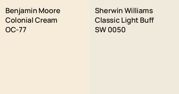 Benjamin Moore Colonial Cream vs. Sherwin Williams Classic Light Buff ...