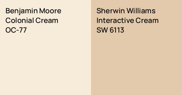 Benjamin Moore Colonial Cream vs. Sherwin Williams Interactive Cream ...
