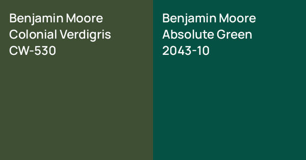 Benjamin Moore Colonial Verdigris vs. Benjamin Moore Absolute Green ...