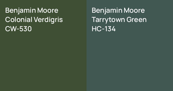 Benjamin Moore Colonial Verdigris vs. Benjamin Moore Tarrytown Green ...