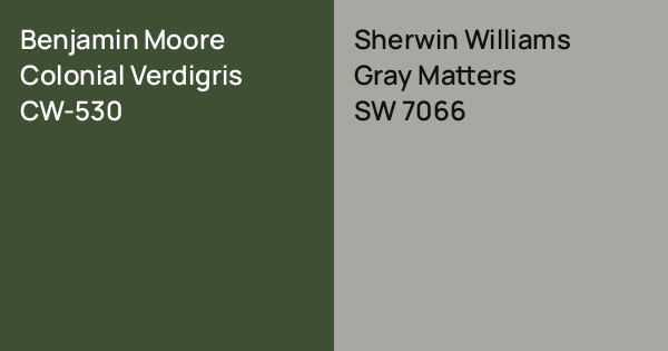 Benjamin Moore Colonial Verdigris vs. Sherwin Williams Gray Matters ...