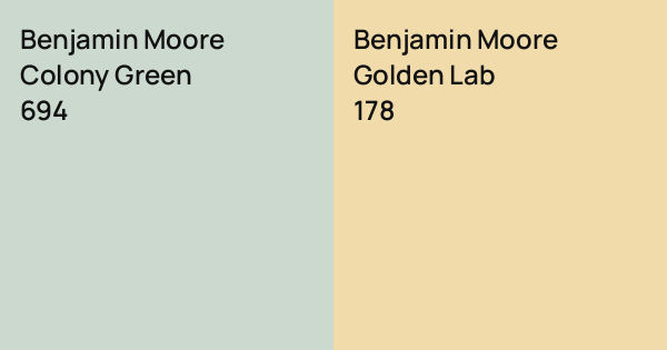 Benjamin Moore Colony Green vs. Benjamin Moore Golden Lab comparison