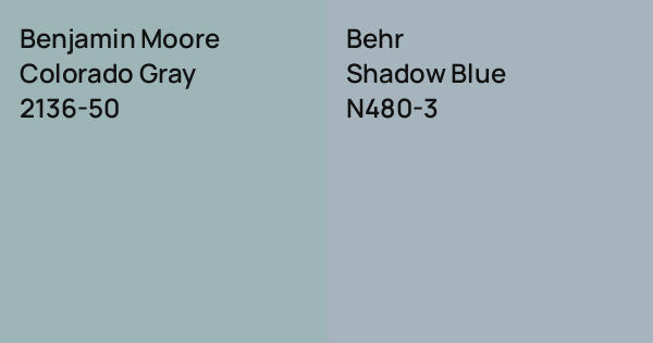 Benjamin Moore Colorado Gray vs. Behr Shadow Blue comparison