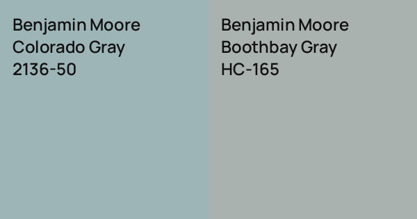 Benjamin Moore Colorado Gray vs. Benjamin Moore Boothbay Gray comparison