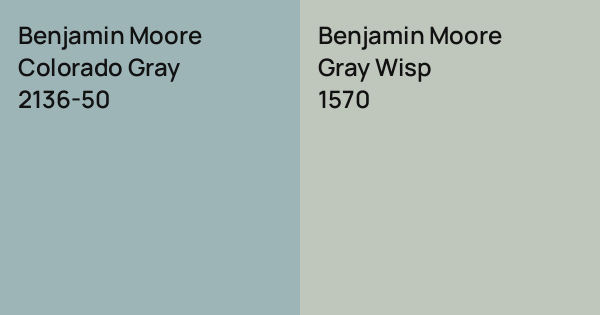 Benjamin Moore Colorado Gray vs. Benjamin Moore Gray Wisp comparison