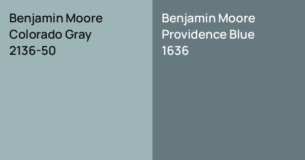 Benjamin Moore Colorado Gray vs. Benjamin Moore Providence Blue comparison