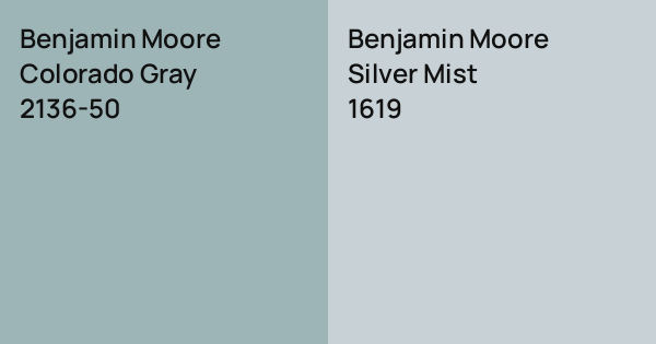 Benjamin Moore Colorado Gray vs. Benjamin Moore Silver Mist comparison