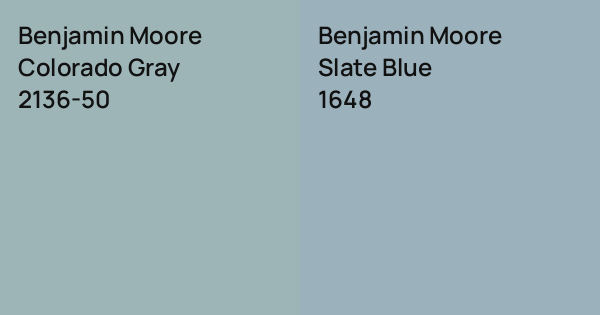 Benjamin Moore Colorado Gray vs. Benjamin Moore Slate Blue comparison