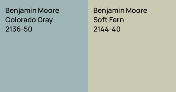 Benjamin Moore Colorado Gray vs. Benjamin Moore Soft Fern comparison