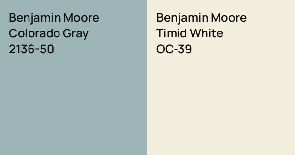 Benjamin Moore Colorado Gray vs. Benjamin Moore Timid White comparison