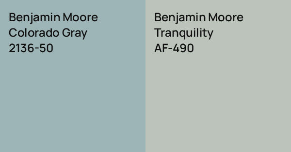 Benjamin Moore Colorado Gray vs. Benjamin Moore Tranquility comparison