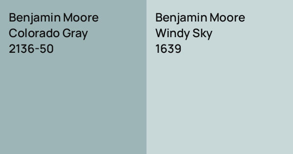 Benjamin Moore Colorado Gray vs. Benjamin Moore Windy Sky comparison