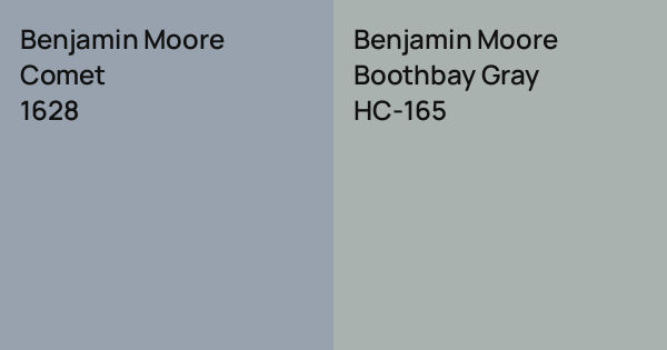 Benjamin Moore Comet vs. Benjamin Moore Boothbay Gray comparison