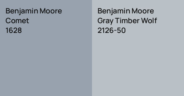 Benjamin Moore Comet vs. Benjamin Moore Gray Timber Wolf comparison