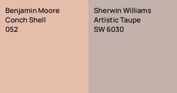 Benjamin Moore Conch Shell vs. Sherwin Williams Artistic Taupe comparison